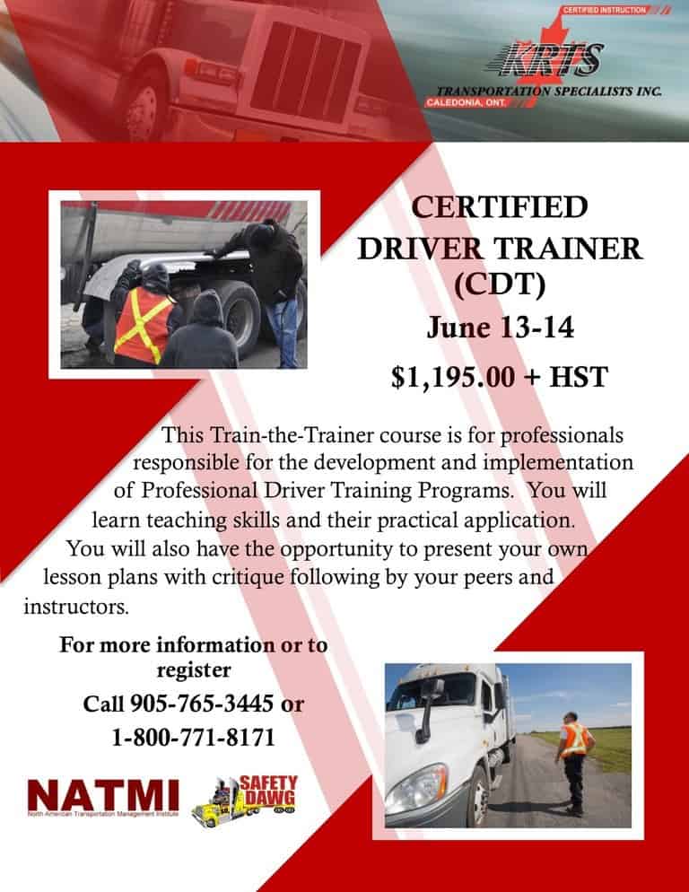 Certified Driver Trainer (CDT) NATMI June 13-14 - Safety Dawg Inc.